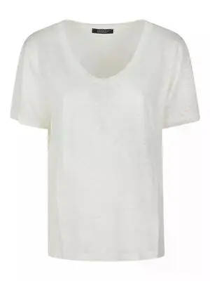 ARAGONA Linen Scoop Neck T-shirt