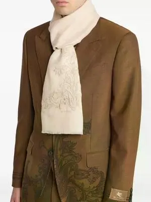 Etro Paisley-embroidered Scarf - Neutrals