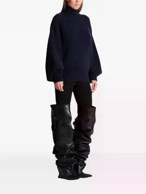 Balmain Ribbed Knit Logo Patch Sweater