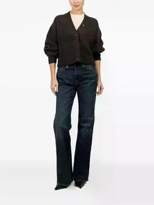 Le Kasha Button-fastening Funnel-neck Cardigan - Brown