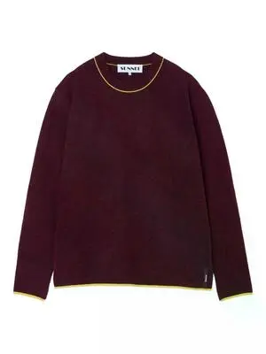 Sunnei Round Neck Long Sleeve Sweater With Yellow Trim - Red