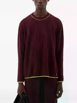 Sunnei Round Neck Long Sleeve Sweater With Yellow Trim