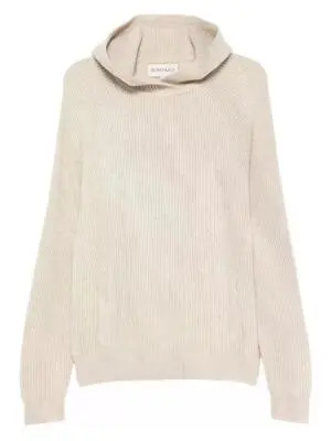 Eric Bompard Ribbed Knit Hooded Sweater - Neutrals