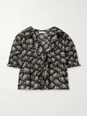 DÔEN Henri Floral-print Organic Cotton-voile Top - Multi