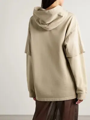 Acne Studios Oversized Layered Printed Organic Cotton-jersey Hoodie