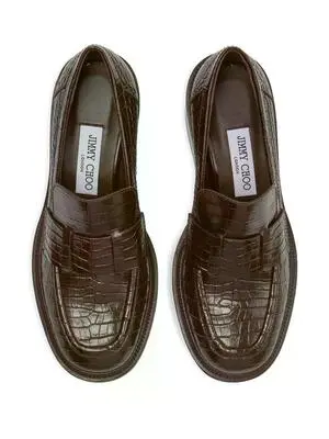JIMMY CHOO Tylor 60 Croc-embossed Leather Loafers
