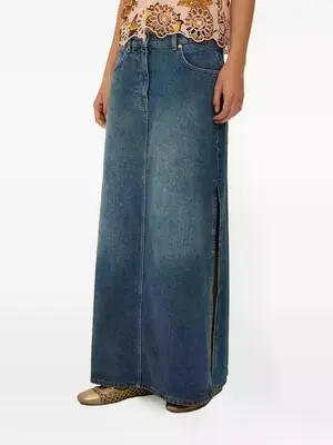 Farm Rio Denim Maxi Skirt With Side Slit