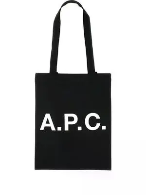 A.p.c. Logo-Print Canvas Tote Bag Black