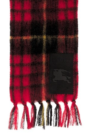 Burberry Tartan Check Mohair Scarf - Post Red