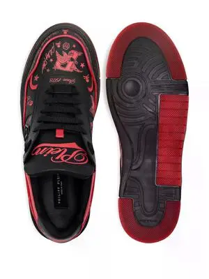 Philipp Plein Leather Tattoo-print Low-top Sneakers