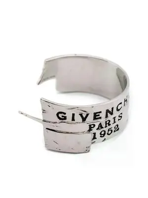 Givenchy Logo Engraved Hoop Earrings - Silver
