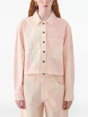 Antik Batik Cropped Embroidered Jacket - Pink