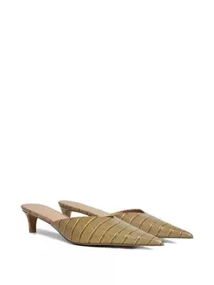 12 STOREEZ 40mm Crocodile-embossed Pointed-toe Mules - Neutrals