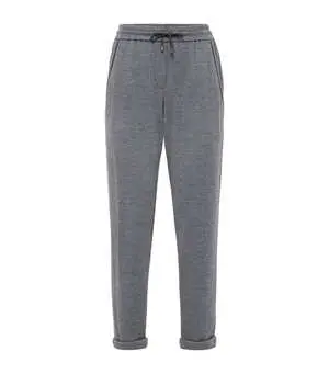 Brunello Cucinelli Brunello Cucinelli Cotton-Silk French Terry Drawstring Sweatpants Grey
