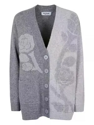 BLUGIRL Rose-appliqué Button Cardigan