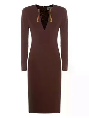 Elisabetta Franchi Tasseled V-neck Dress - Red