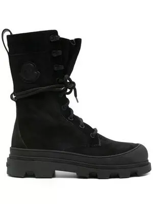 Moncler Vera Lace-up Boots With Logo Patch - Black