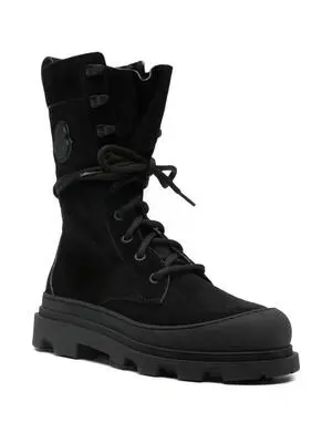 Moncler Vera Lace-up Boots With Logo Patch - Black
