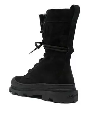 Moncler Vera Lace-up Boots With Logo Patch - Black