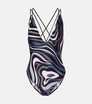 Emilio Pucci Marmo V-neck One Piece Swimsuit - Multicoloured