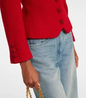 Valentino Garavani Cropped Wool-blend Tweed Jacket With Bow Detail