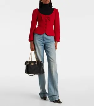Valentino Garavani Cropped Wool-blend Tweed Jacket With Bow Detail