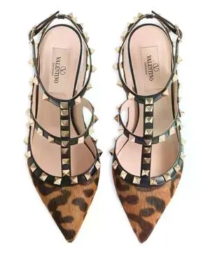 Valentino Garavani Rockstud Leopard-print Pumps - Black