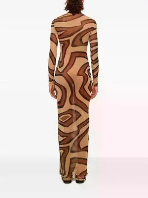 Emilio Pucci Labirinto-print Tulle Maxi Dress
