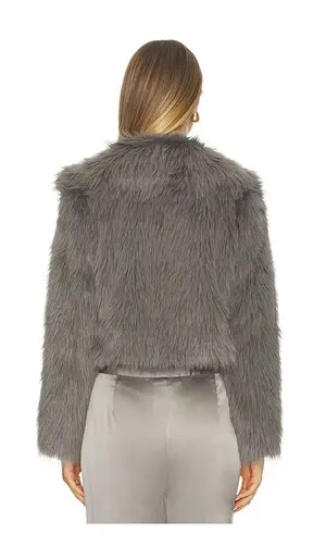 THE SEI Faux Fur Bomber Jacket - Grey