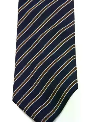 Zegna Diagonal Stripe Silk Neck Tie - Blue