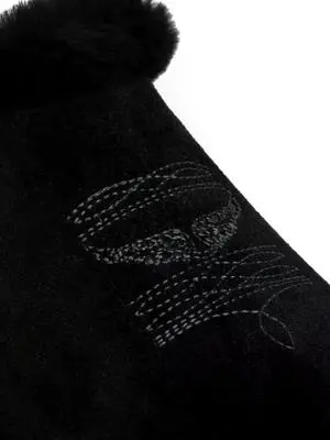 Zadig&Voltaire Embroidered Shearling Mules - Black