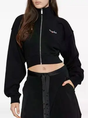 Off-White Zip Floral Knitwear - Black