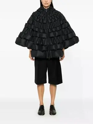 RAXXY Padded Down Cape With 3d Weave Detail - Black