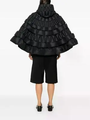 RAXXY Padded Down Cape With 3d Weave Detail - Black