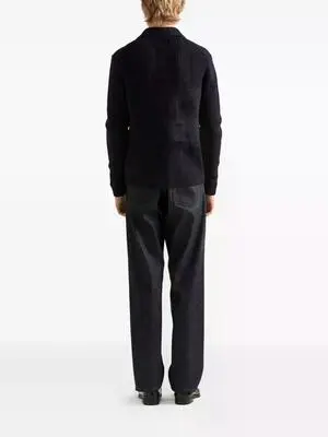 Prada Ribbed Knit Cardigan With Flap Pockets