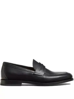 Zegna Leather Penny-slot Loafers - Black