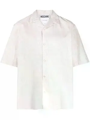 Moschino Logo-jacquard Cotton Shirt - Neutrals