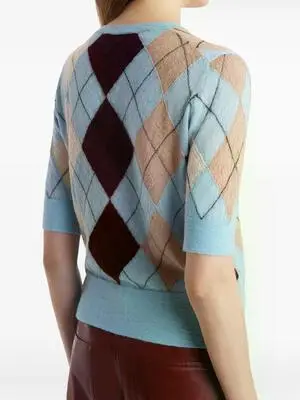 Khaite Anders Argyle Sweater - Blue