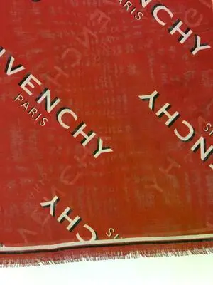 Givenchy Logo-lettering Frayed Scarf - Red