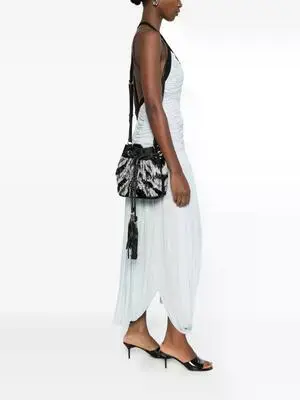 Emilio Pucci Beaded Fringe Bucket Bag - Black