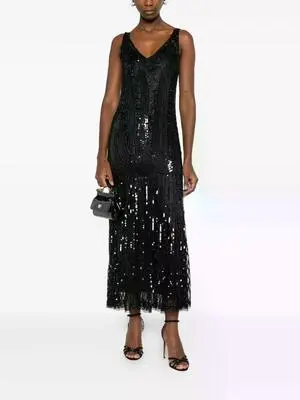 Alberta Ferretti Sequin-embellished V-neck Gown