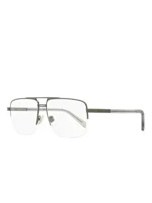 Zegna Pilot-frame Semi-rimless Glasses - Grey
