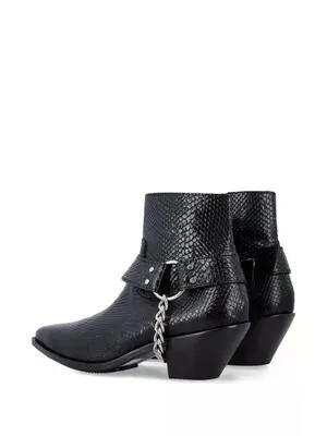 Junya Watanabe Snake-print Pointed Toe Block Heel Boots