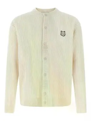 Maison Kitsuné Ribbed Fox Head Cardigan - Neutrals