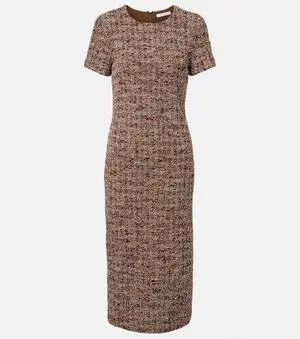 Max Mara Giugno Cotton And Wool-blend Midi Dress - Brown