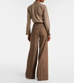 Max Mara Brava Wool And Silk-blend Wide-leg Trousers