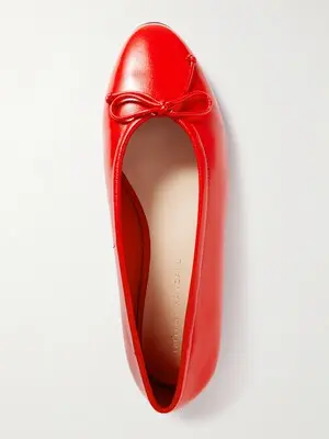 LOEFFLER RANDALL Noelle Patent Leather Ballet Flats With Bow Detailing - Red
