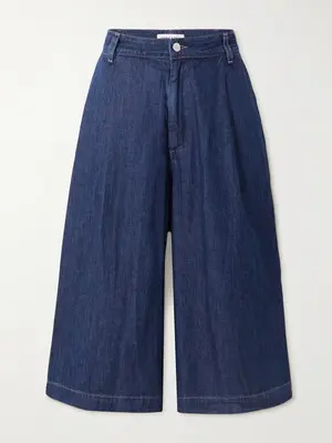 TWP Stefens Pleated Denim Culottes - Blue