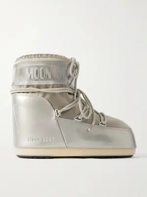 Moon Boot Icon Glance Metallic Satin And Pvc Snow Boots - Silver