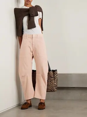 NILI LOTAN Shon Cotton-blend Corduroy Tapered Pants - Neutrals